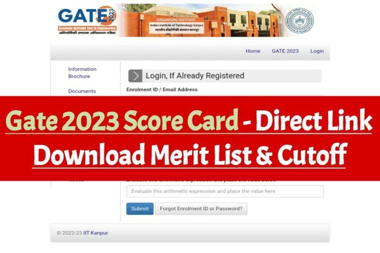 Gate 2023 Score Card - Direct Link Download Merit List, Result & Cutoff ...